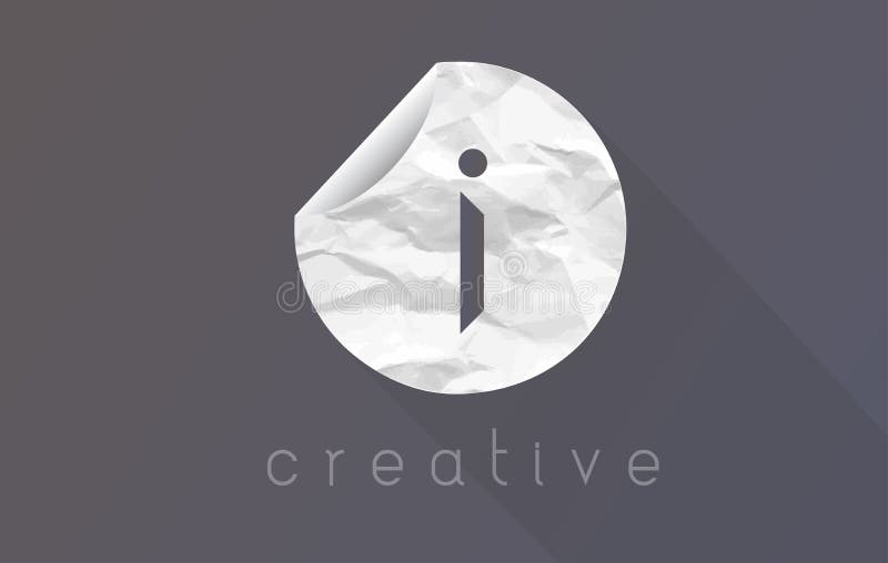 I Letter Logo with Crumpled and Torn Wrapping Paper Texture. Stock ...