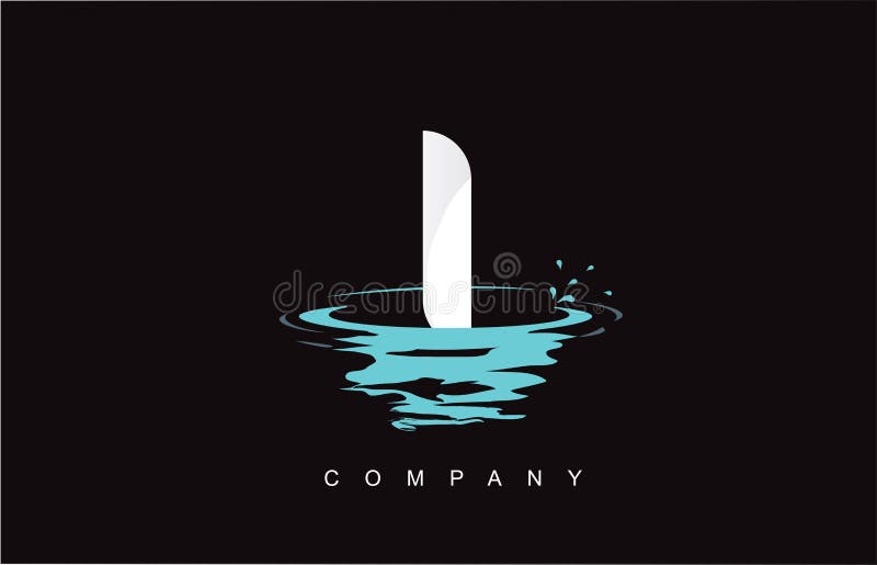 I Letter Logo Design with Water Splash Ripples Drops Reflection Stock ...