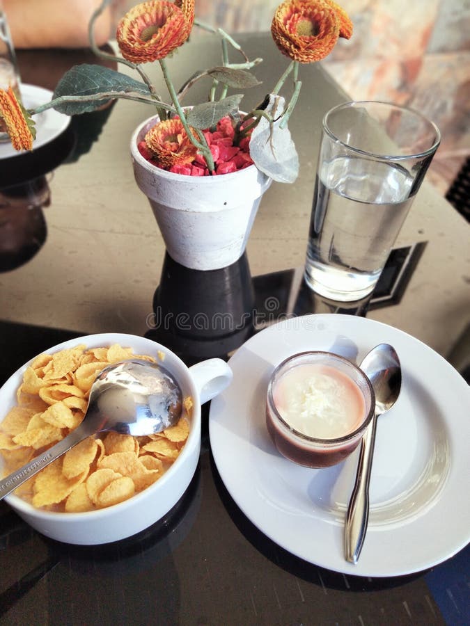 I really Like the Chocolate and Seral Pudding Stock Image - Image of ...