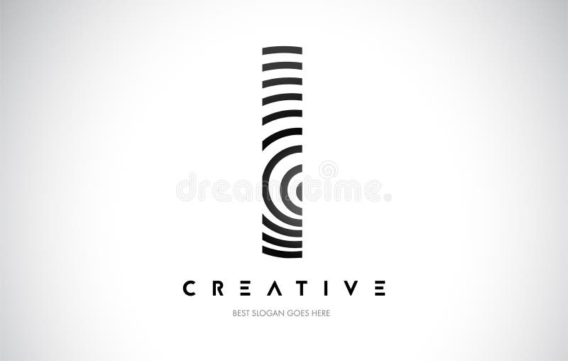I Lines Warp Logo Design. Letter Icon Made with Black Circular Lines ...