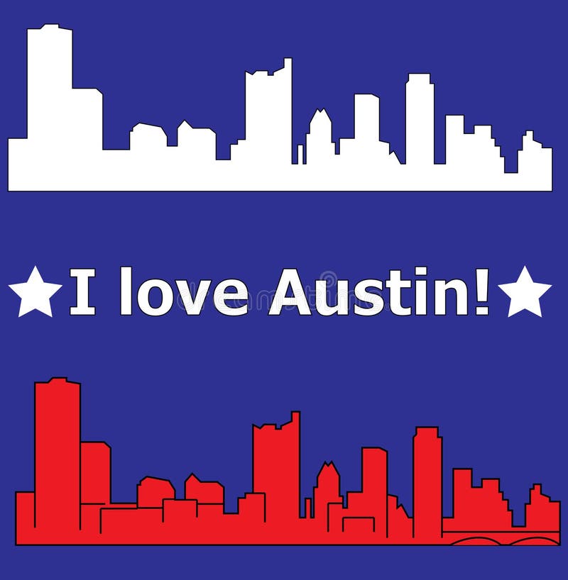 I Love Austin,Texas City Silhouette Stock Vector - Illustration of ...