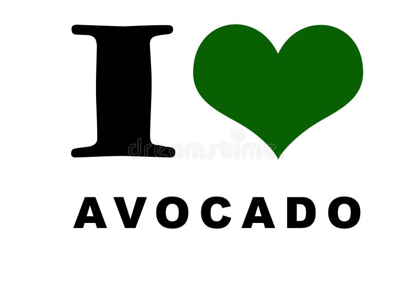 I Love Avocado Text on White Stock Illustration - Illustration of vegan ...
