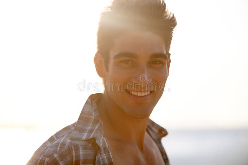 I Love the Beach. a Handsome Young Man on the Beach. Stock Image ...