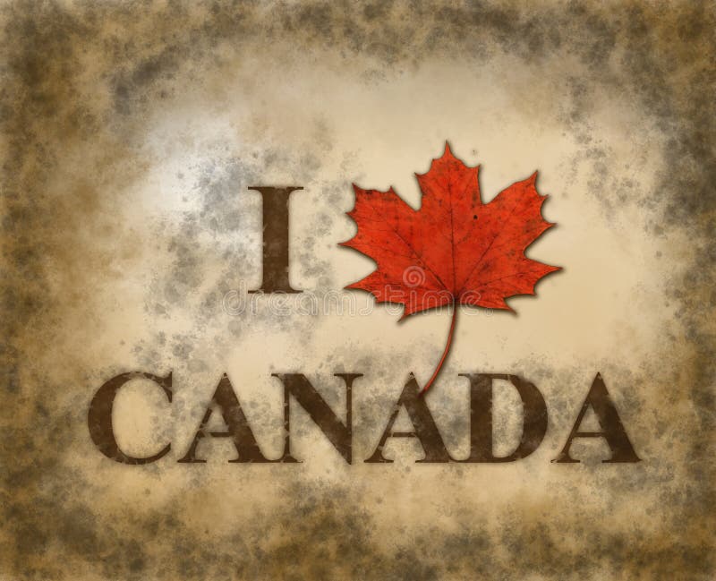 I Love Canada Text Written in a Chalkboard Heart with Red and White ...