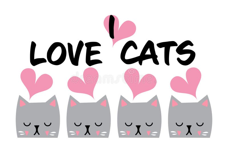 I Love Cats Vector Illustration Stock Vector - Illustration of print ...