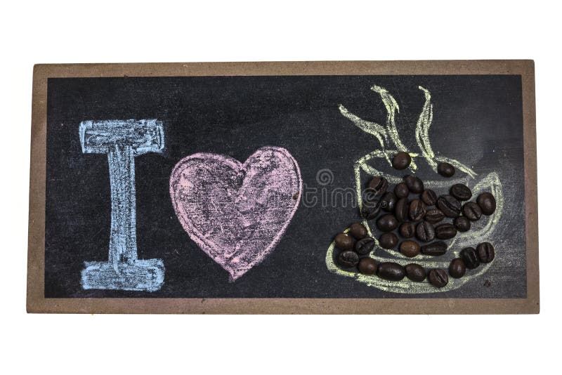I Love Coffee Signs, Coffee Beans on White Background Stock Photo ...