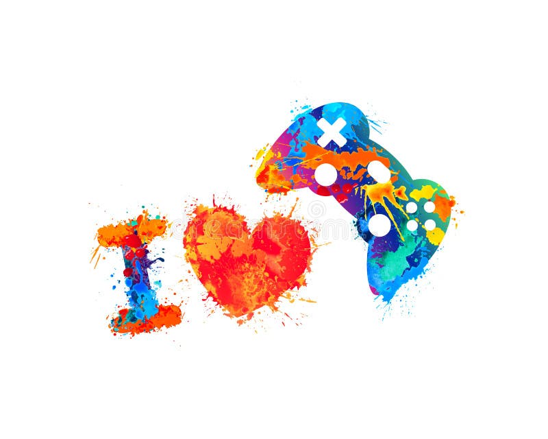 I Love Computer Games. Symbol of Splash Paint Stock Vector ...