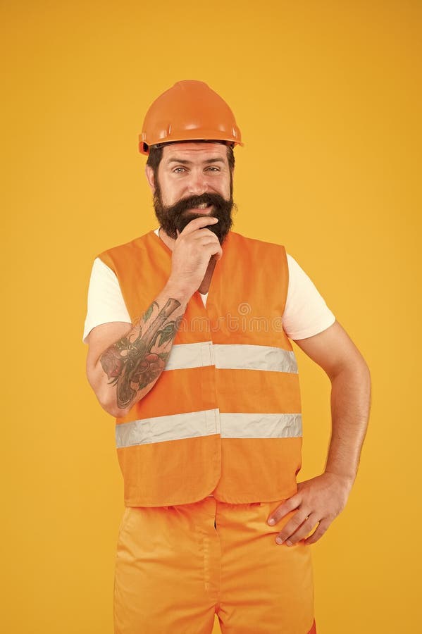 I Love Constructing. Construction Worker Yellow Background ...