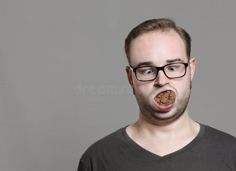 Fat Man Eating Cookies His Mouth Stock Photos - Free & Royalty-Free ...