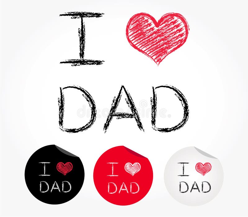 I Love Dad Illustration of Heart and Stickers Stock Vector ...