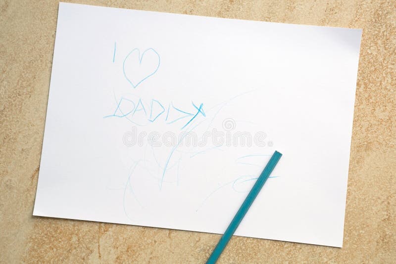 I Love Daddy Kids Drawing stock image. Image of fathers - 92141497