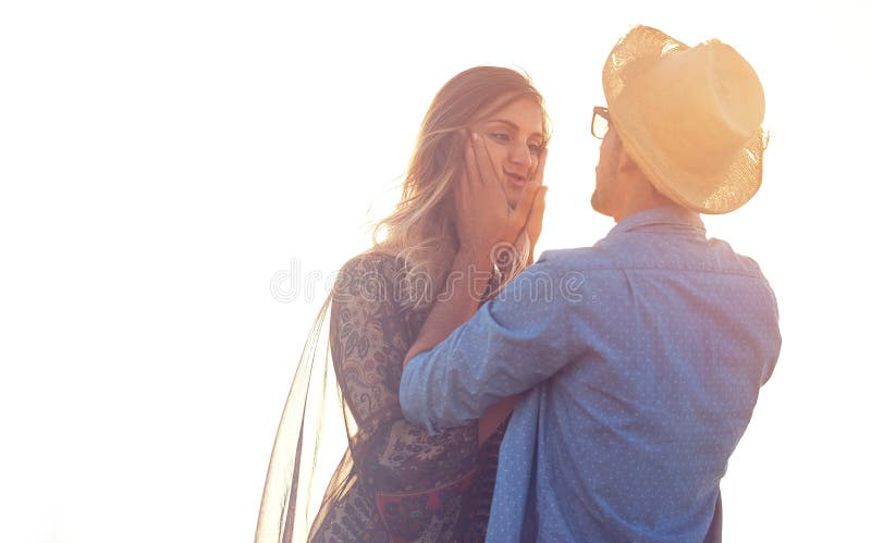 I Love this Face. an Affectionate Young Couple at the Beach. Stock ...