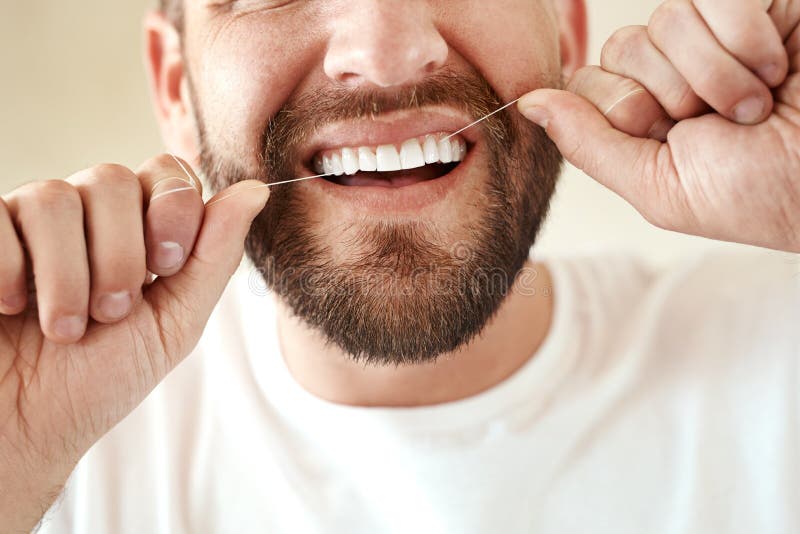 I Love the Feeling of Clean Teeth. an Unrecognizable Man Going through ...