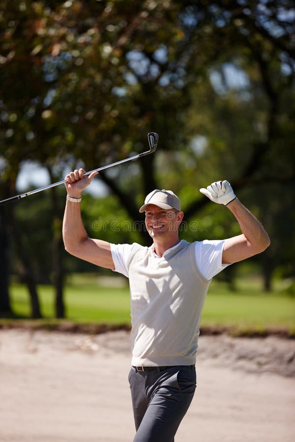 I Love this Game. a Happy Mature Man Playing a Game of Golf. Stock ...
