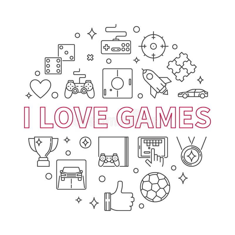 I Love Games. Heart and Gamepad. Logo for Players in Console. Stock ...