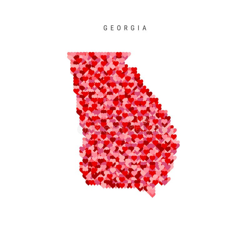 I Love Georgia. Red Hearts Pattern Vector Map of Georgia Stock Vector ...