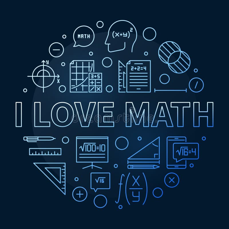 Algebra Learning Heart Vector Outline Blue Creative Banner - I Love ...