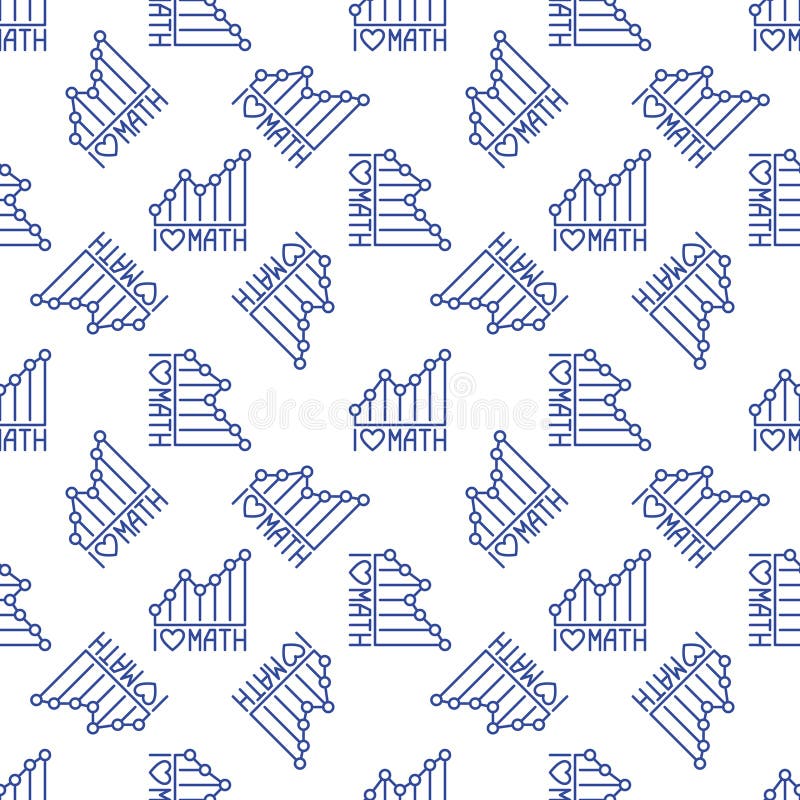 I Love Math Concept Vector Line Round Banner - Math Education Circular ...