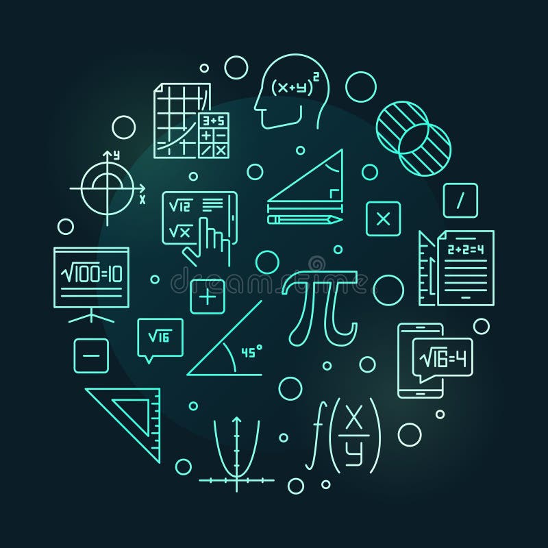 I Love Mathematics Vector Outline Round Colored Banner - Math Round ...