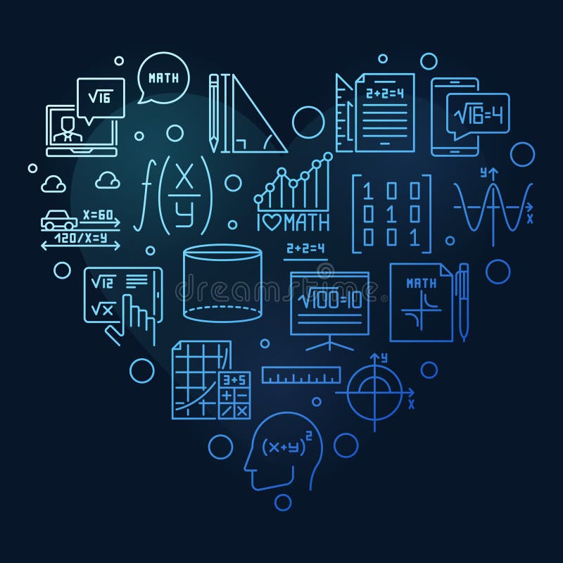 Mathematics Vector Outline Horizontal Banner. Math Science Linear ...