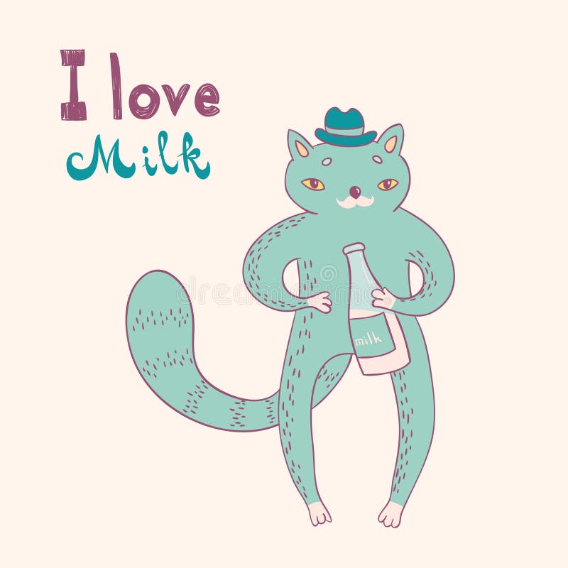 I Love Milk stock vector. Illustration of lettering, color - 57118044