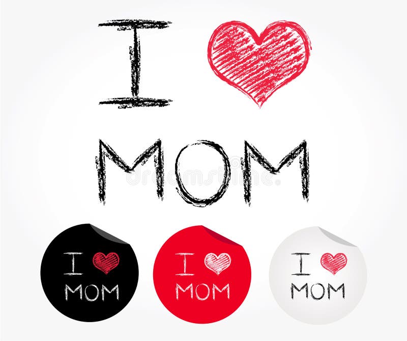 I Love Mom Illustration of Heart and Stickers Stock Vector ...