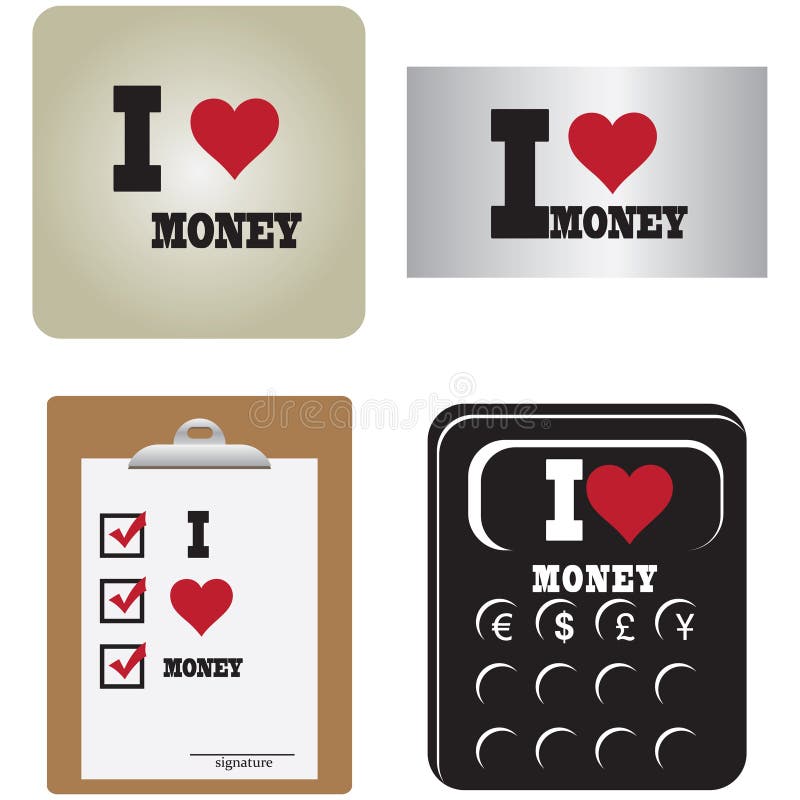 Label I love money stock vector. Illustration of money - 91429690