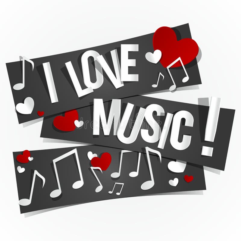 I Love Music Banners Stock Vector Illustration Of Black 38406642