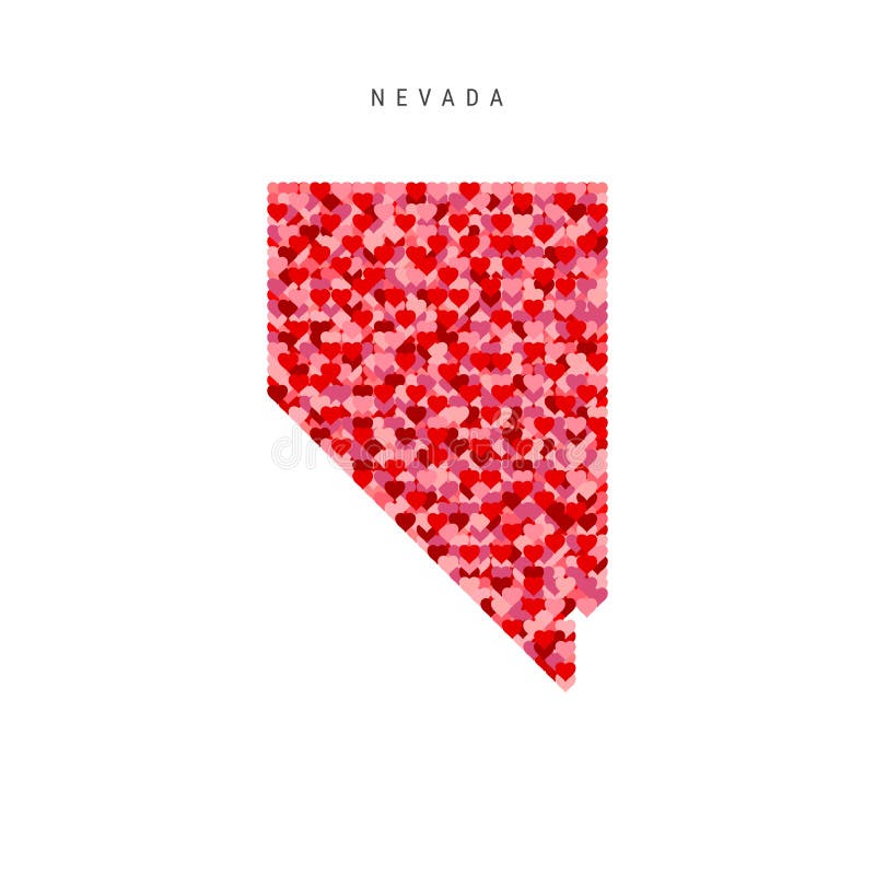 I Love Nevada. Red Hearts Pattern Vector Map of Nevada Stock Vector ...