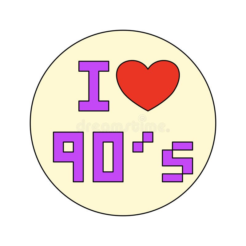 I Love Nineties 90s Sticker, Doodle Style Flat Vector Stock Vector ...
