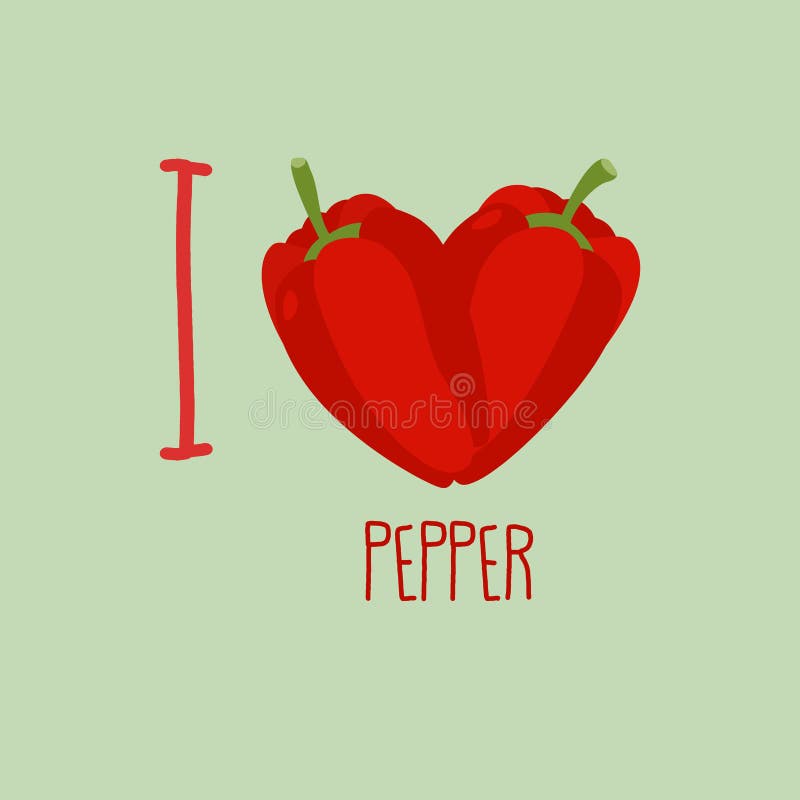 I Love Pepper. Heart of the Sweet Peppers Stock Vector - Illustration ...