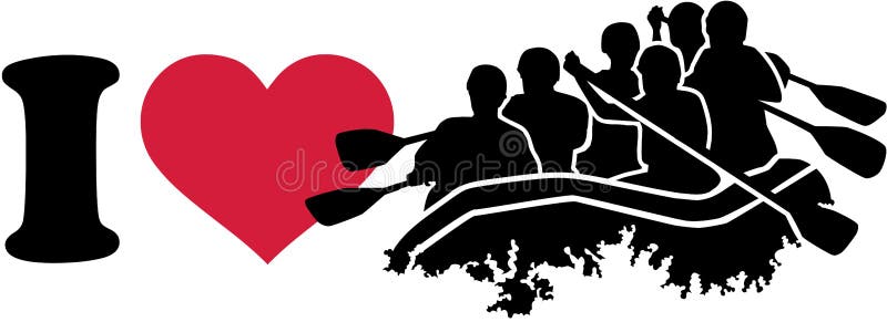 I love rafting silhouette stock vector. Illustration of outdoor - 106167137