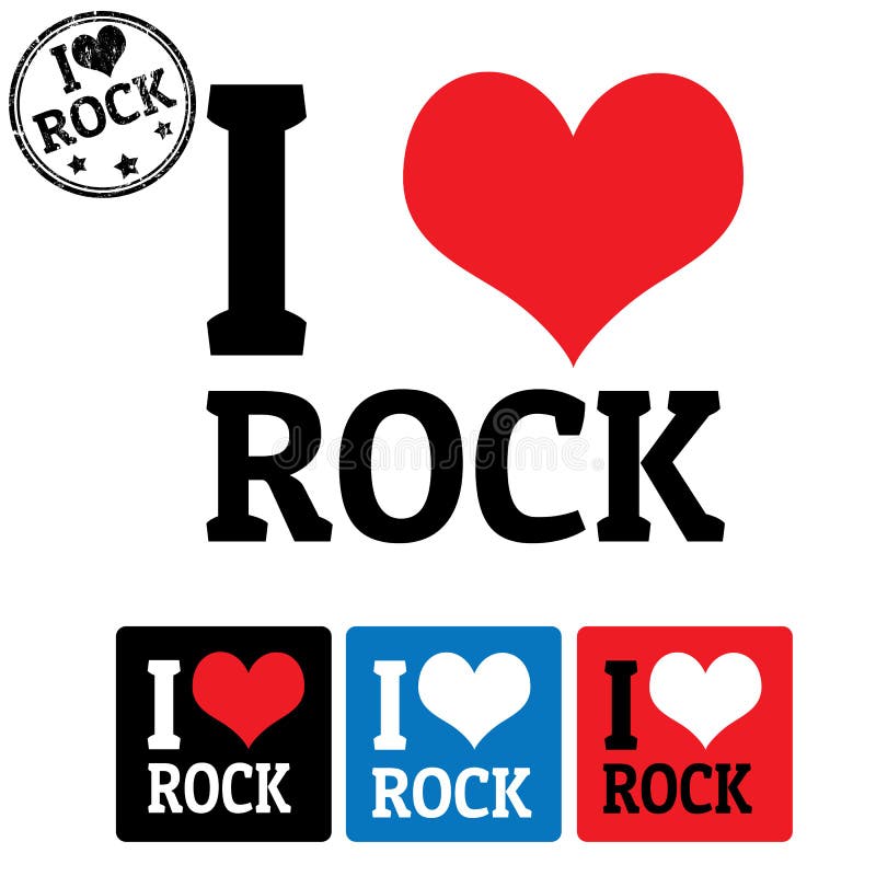 I Love Rock Sign and Labels Stock Vector - Illustration of text, love ...