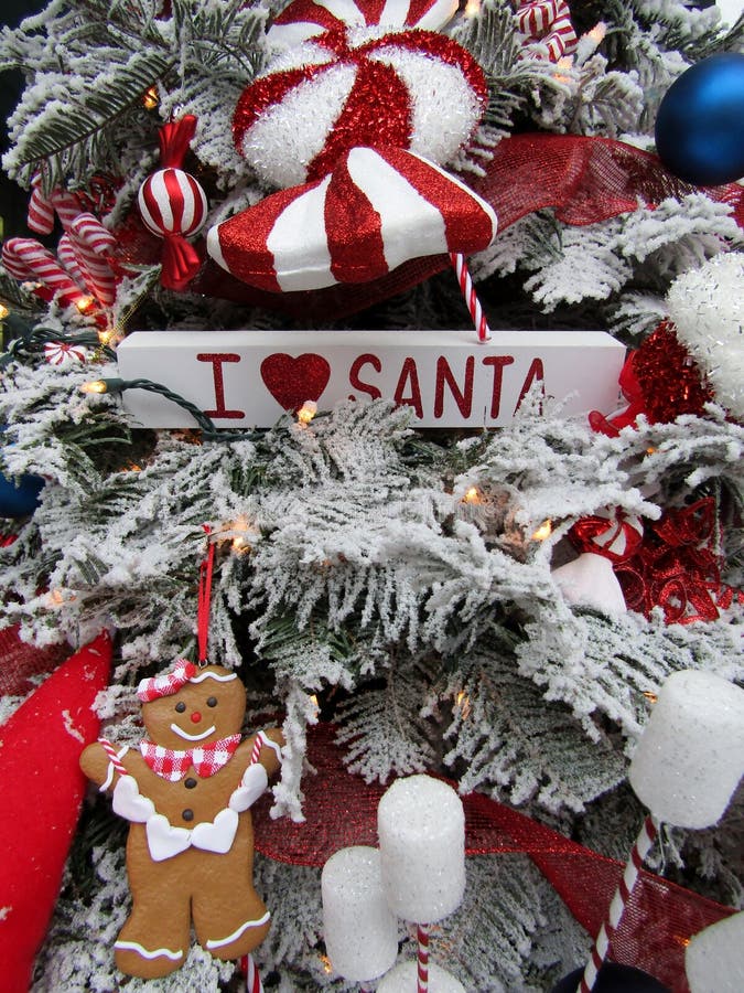 I Love Santa Sign on Christmas Tree Stock Photo - Image of colorful ...