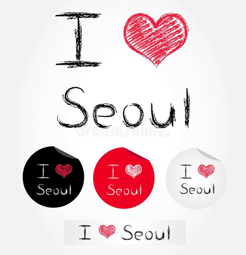 I Love Seoul Illustration of Heart and Stickers Stock Vector ...