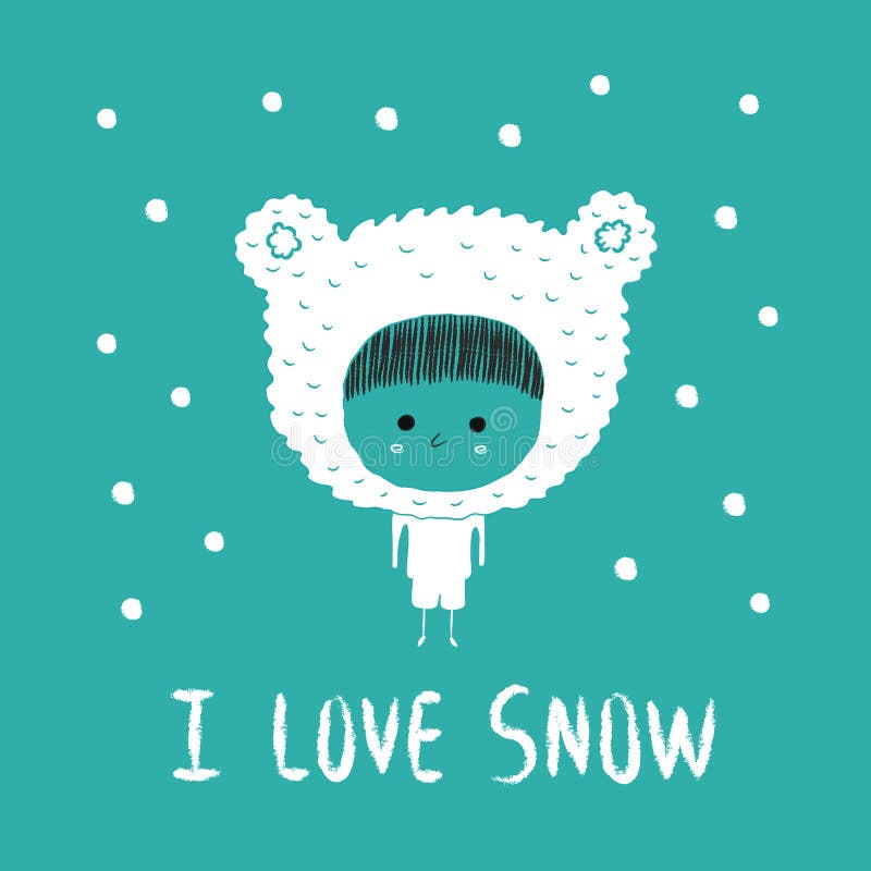 I love snow,winter kid stock vector. Illustration of children - 77854508