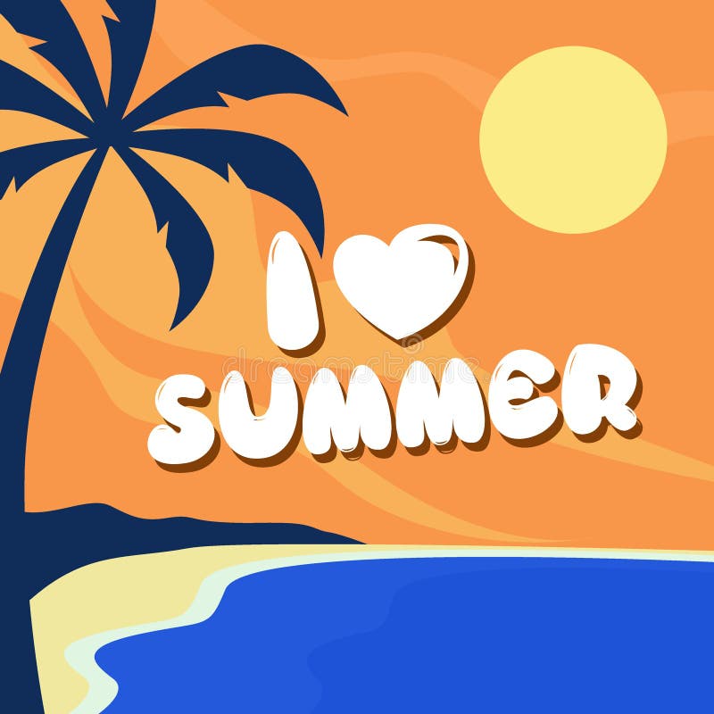 I Love Summer Poster Illustration Design Concept Vector Idea Stock Vector Illustration Of