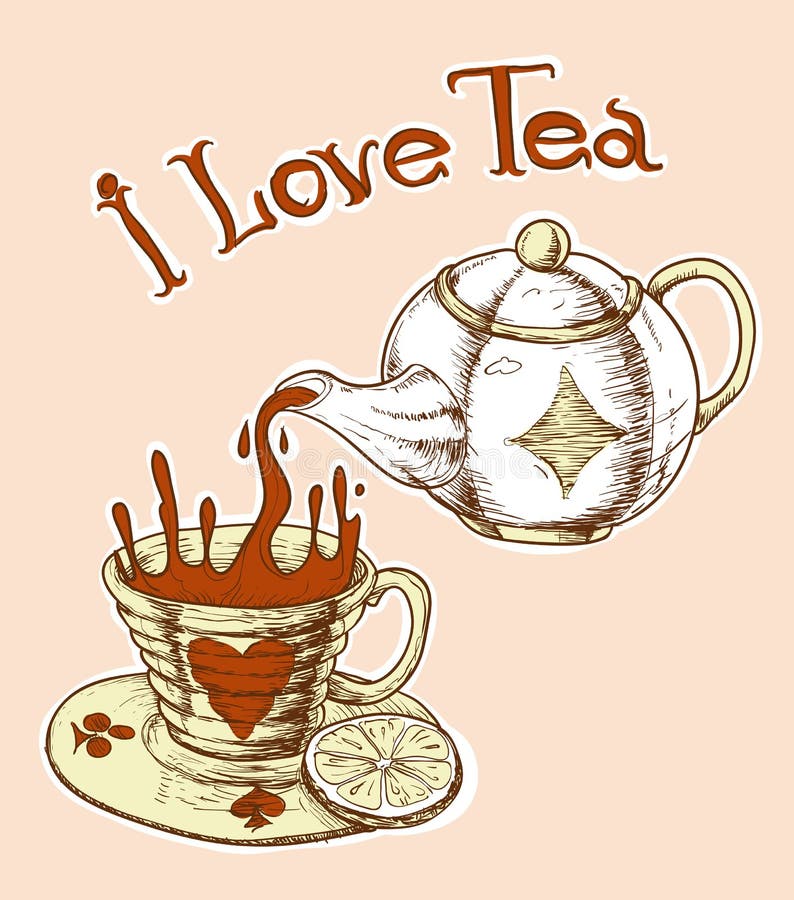 I love tea stock vector. Illustration of pink, invitation - 38290091