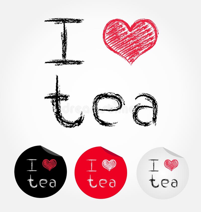 I Love Tea Illustration of Heart and Stickers Stock Vector ...
