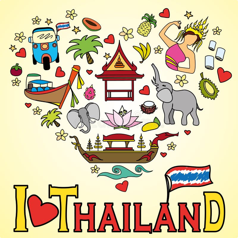 I Love Thailand . Set Thai Color Vector Icons and Symbols Stock Vector ... I Love Thailand . Set Thai Color Vector Icons and Symbols Stock Vector ...