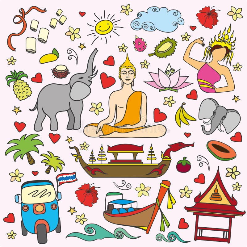I Love Thailand . Set Thai Color Vector Icons and Symbols Stock Vector ... I Love Thailand . Set Thai Color Vector Icons and Symbols Stock Vector ...