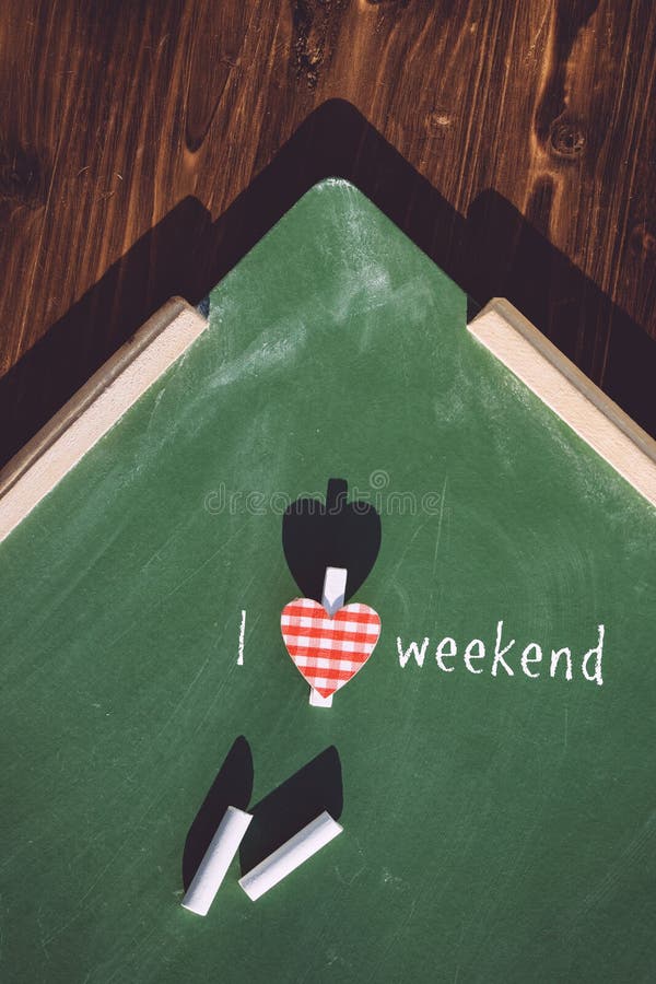 I love weekend stock image. Image of chalkboard, heart - 38935309