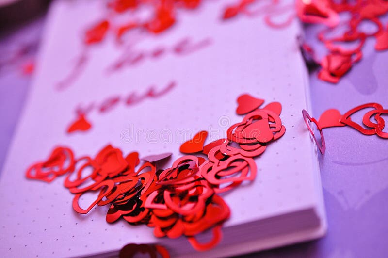I Love Write in Notepad between Hearts Stock Photo - Image of pattern ...