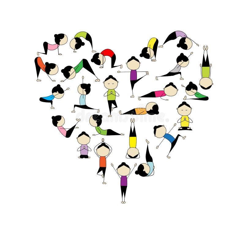 Yoga heart stock vector. Illustration of person, exercise - 42387251