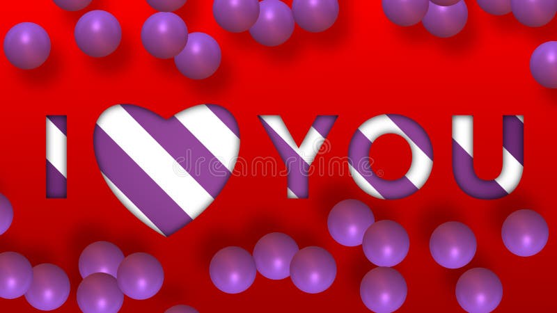 I Love You with Dark Pink Colour Balls Stock Illustration ...