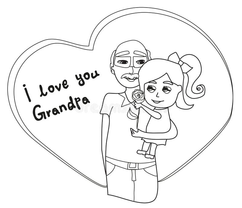I Love You Grandpa White Knitted Fabric Script Inscription On Orange