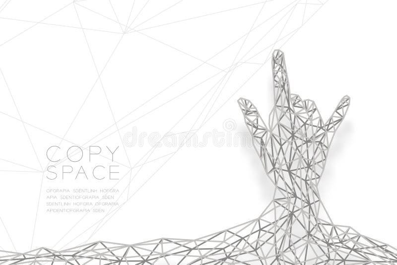 I Love You Hand Sign Language Shape Back View Wireframe Polygon Golden ...