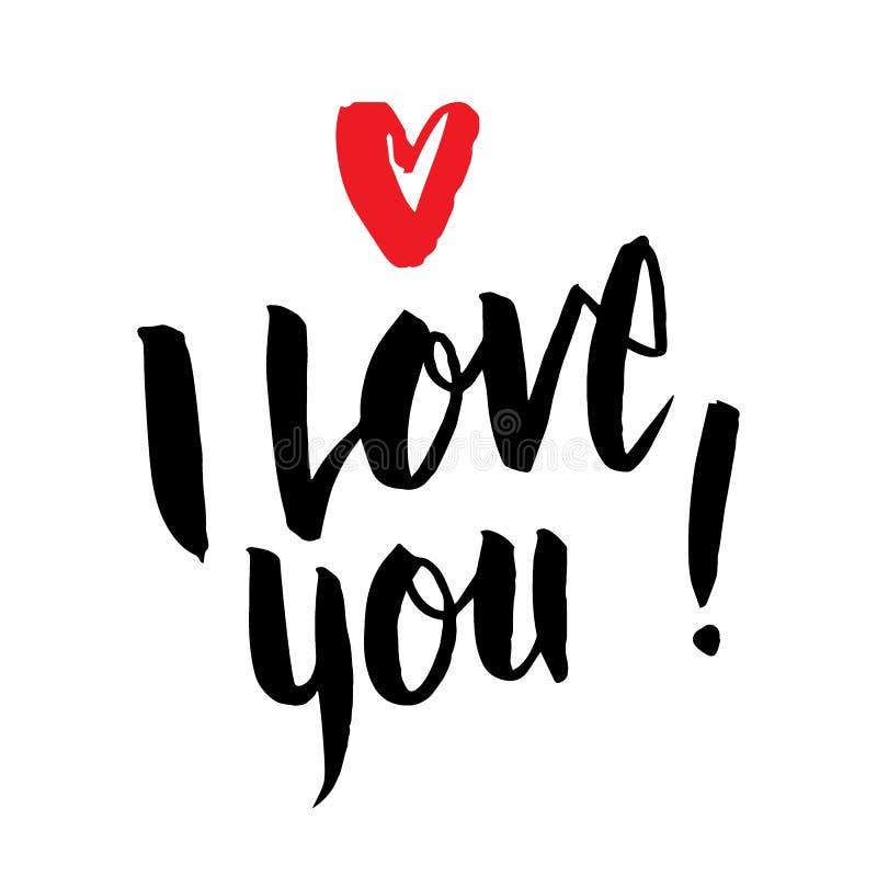 I Love You Handwritten Inscription Valentines Day Hand Drawn Text