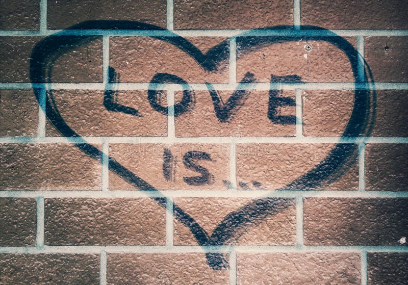 I Love You Heart on the Brick Wall Stock Image - Image of brick, blue ...