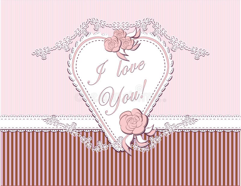 I Love You with Heart and Roses Stock Vector - Illustration of rose ...